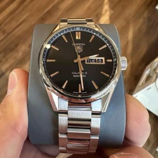 TAG Heuer Carrera Men's Black Watch - WAR201C (Calibre 5, Day-Date) | WatchCharts Marketplace