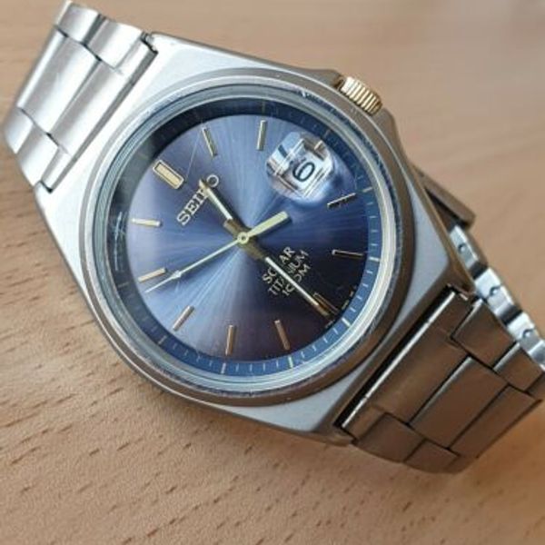 SEIKO SOLAR Quartz Cal.V145-0AK0 Titanium date complication 100m W.R ...