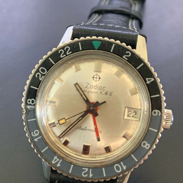 1960's Vintage Zodiac Aerospace GMT Bakelite Bezel Steel, excellent ...