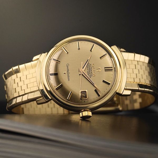 1966 Solid Gold Omega Constellation 168002 Grand Luxe - Brick Bracelet ...