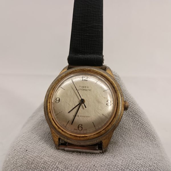 Vintage TIMEX Automatic Water Resistant Men's Gold Tone Watch Wind Up ...