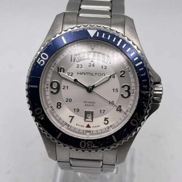 Hamilton Khaki Scuba Menâ s Divers Watch 330ft BLUE Day / date quartz ...