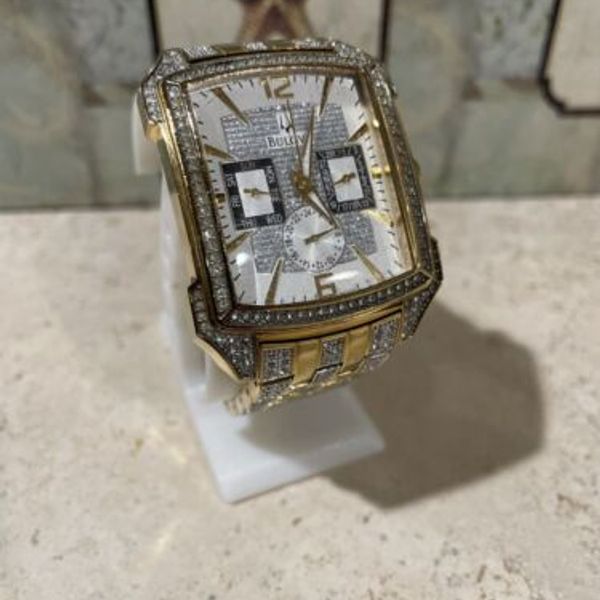 Bulova Men's Crystal Stainless Steel Quartz Watch 98C109 | WatchCharts ...