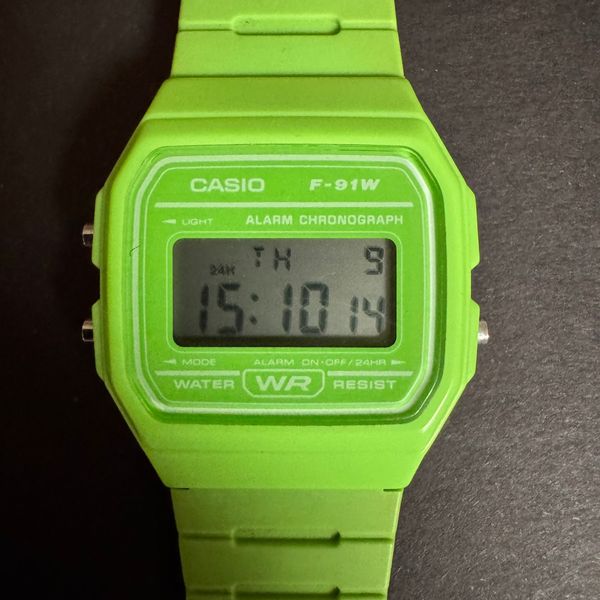Extremely Rare CASIO F-91W Neon Green Watch | WatchCharts Marketplace