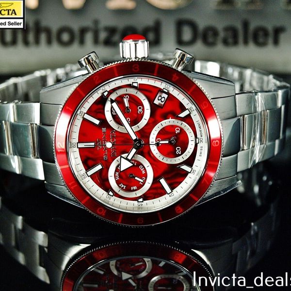 Glycine x Invicta 5 Elements SWISS Chronograph RED FIRE DIAL LE SS ...