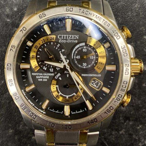 Citizen Echo Drive Perpetual Chronology E650 Silver And Gold Stainless ...