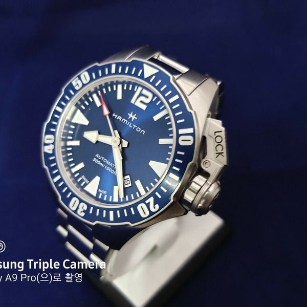*Mint* Hamilton Khaki Navy Frogman Automatic 300m Blue Dial Men's Watch ...