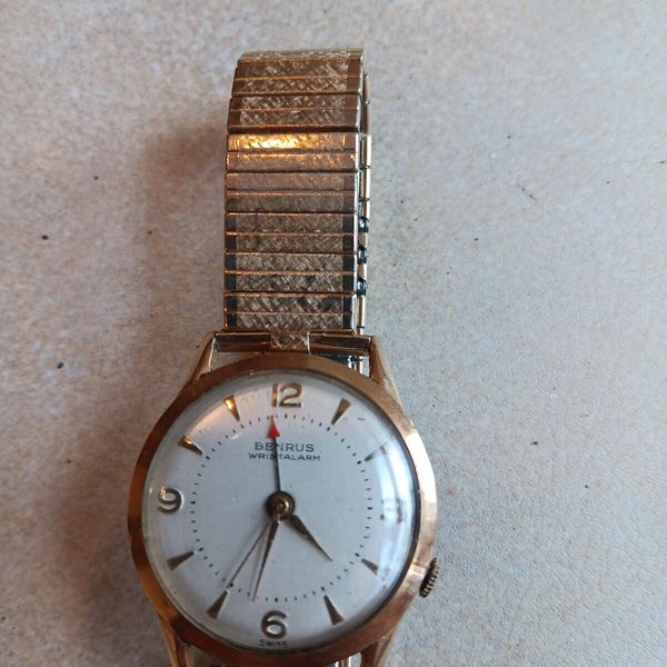 BENRUS, WRIST ALARM, gold tone, VINTAGE, men's dress watch, FOR PARTS ...
