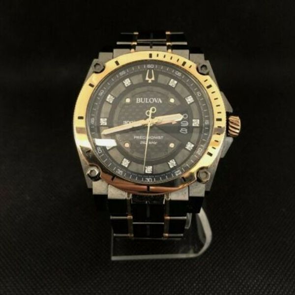Bulova Precisionist Diamond Dial Rose Gold & IP Steel Men's Watch ...