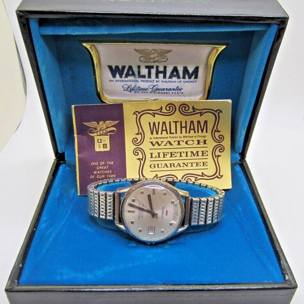 Vintage Waltham 17j self winding men's watch date window w box ...