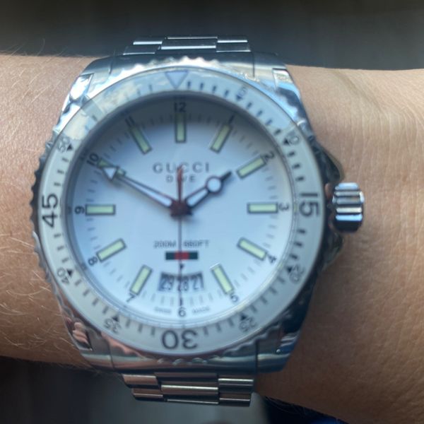 Gucci YA136302 Dive white Dial 40mm S/Steel Men's classic Watch ...