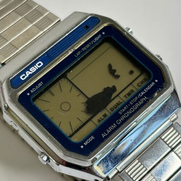 BROKEN Vintage Casio Men's Digital Alarm Watch Ax-250 Stainless Steel ...