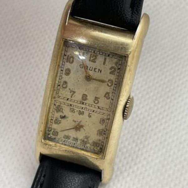 RARE VINTAGE GRUEN DOCTORS MENS WATCH PRINCE DUO DIAL GOLD FILLED TANK ...