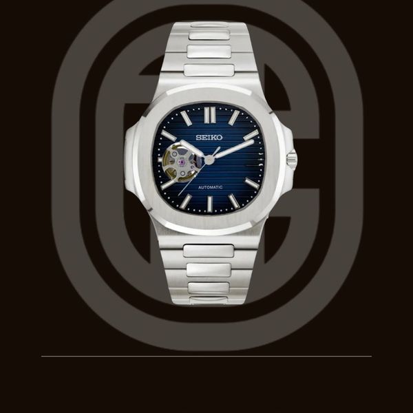[INSTOCK] Seiko nautilus dark blue open heart mod | WatchCharts Marketplace