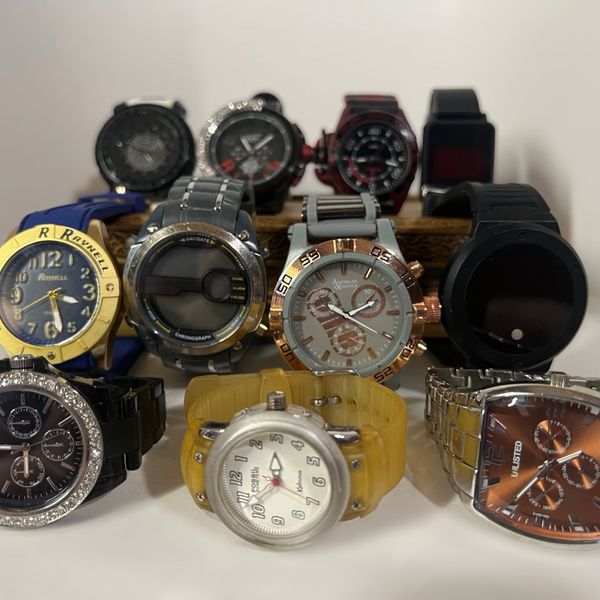 Lot Of 11 Men's Watches Fossil Unlisted Chronograph Raynell Needs ...