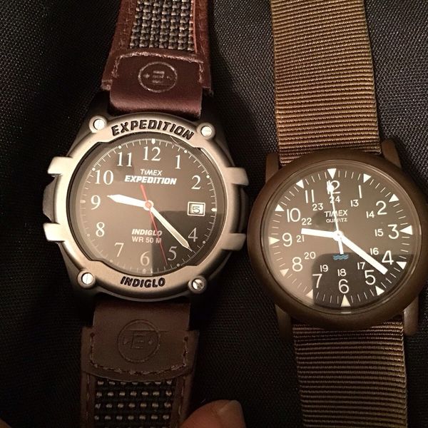 Timex Watch Lot Expedition Indiglo Date + Timex Quartz Blue Wave Vtg ...
