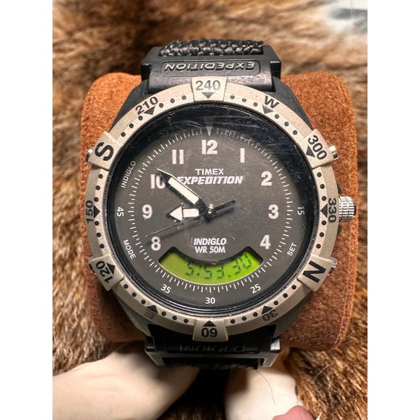 Vintage 41MM Timex Expedition Anaâ Digi Watch Indiglo Compass Bezel WR ...