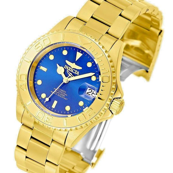 Invicta Pro Diver Analog Blue Dial Gold Tone Stainless Steel Unisex ...