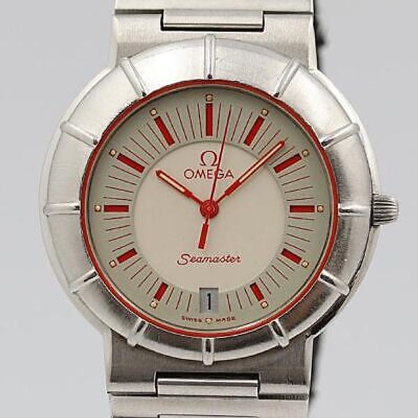 Omega Seamaster Dynamic Ammonite Red Gray Quartz Vintage Men's Watch ...