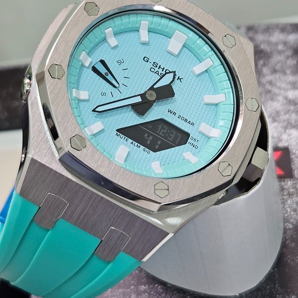 Custom Casio G-Shock GA-2100 Mod | modified T.Blue dialAqua Dial ...