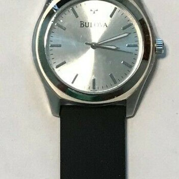Bulova Men's Watch Stainless with black rubber strap c860745 - Free ...