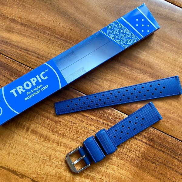 [$55 USD] Tropic 19mm Aquastar Rubber Dive Strap Blue w/Box ...
