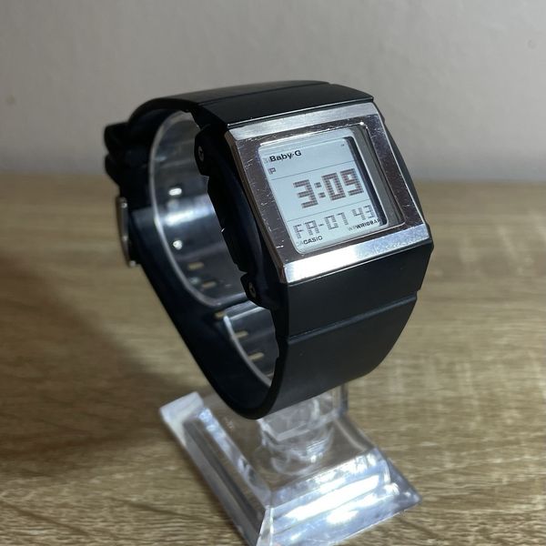 Casio Baby G Shock Square Digital Watch 34mm Black Silver BG-2000 Alarm ...