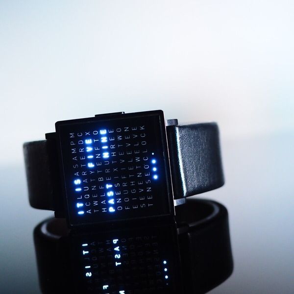 Qlocktwo W35 Black Steel Black Leather Watch | WatchCharts Marketplace