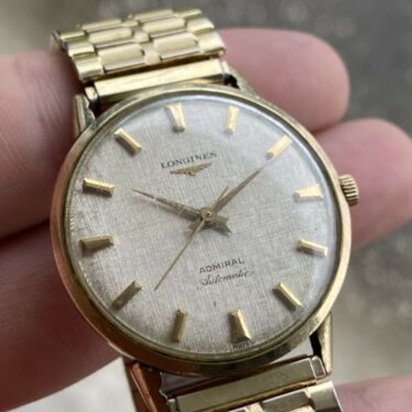 Vintage 10k Gold Filled Longines Admiral 1260 Automatic Watch Silver ...