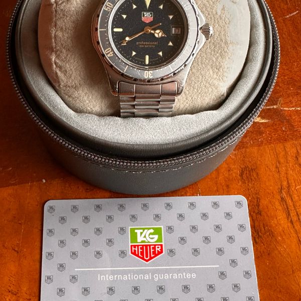 SUPER TAG HEUER 2000 36MM BLACK MOONDUST DIAL BRACELET WATCH + BOX/CARD ...
