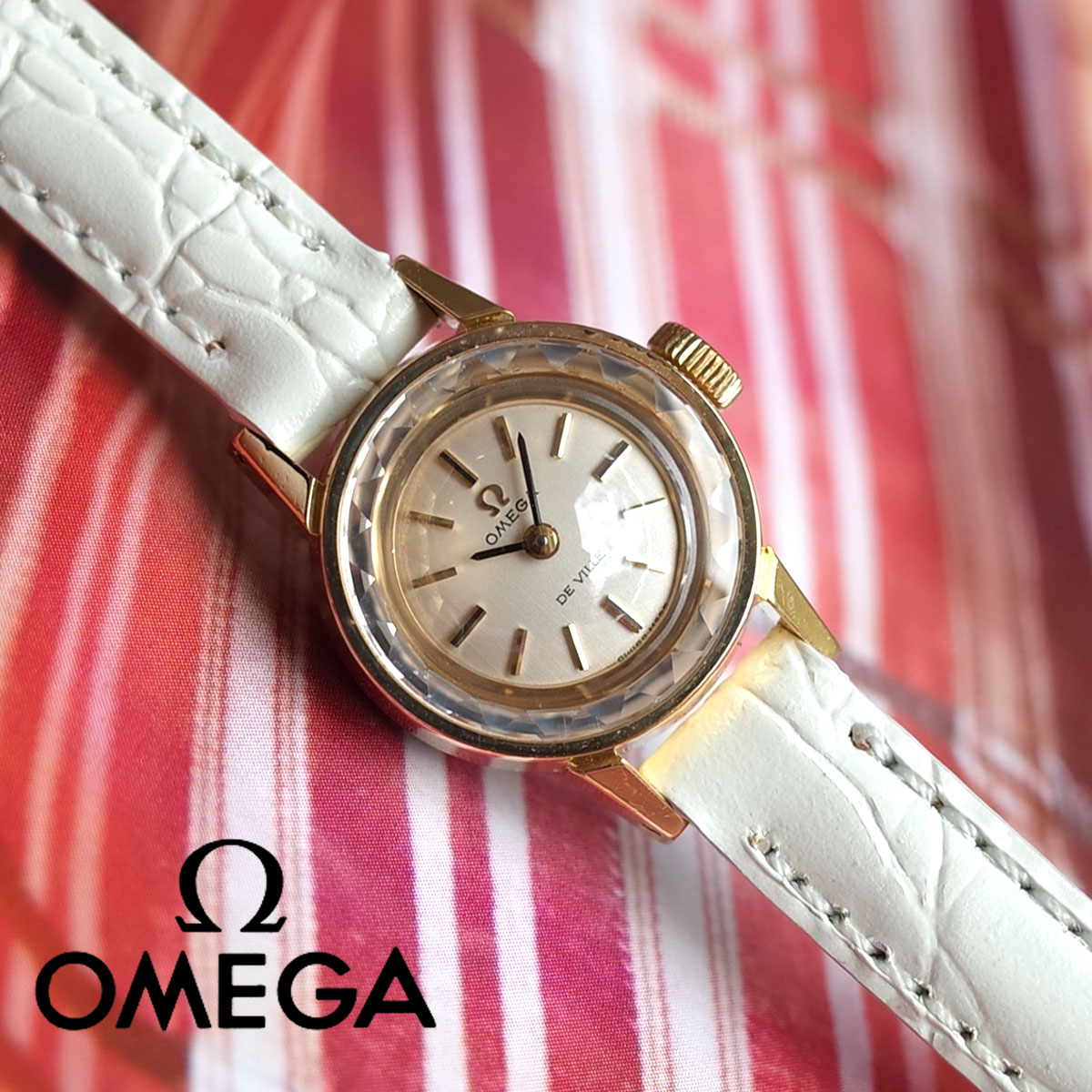 Omega Devil Antique 70'S Cut Glass Gold K18 Gold-plated New Leather ...