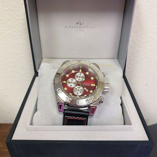 Android AD769 Chrono 500M Silverjet Divemaster 50M Leather Strap Men’s ...