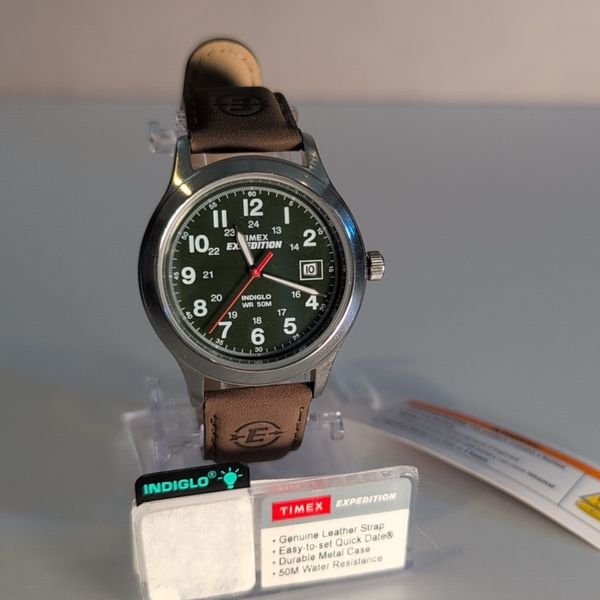 Brand New Timex T40051 Expedition Metal Field 39mm Olive Dial Brown ...