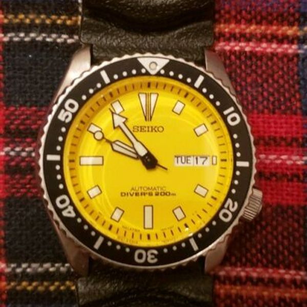 SKXA35 Seiko Automatic Diver's Watch 200m Yellow 'Bumblebee' 7S26-0028 ...
