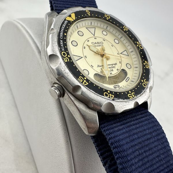 Casio Arnie Watch Men 388 AD-520 45mm Silver Gold Tone Chronograph New ...