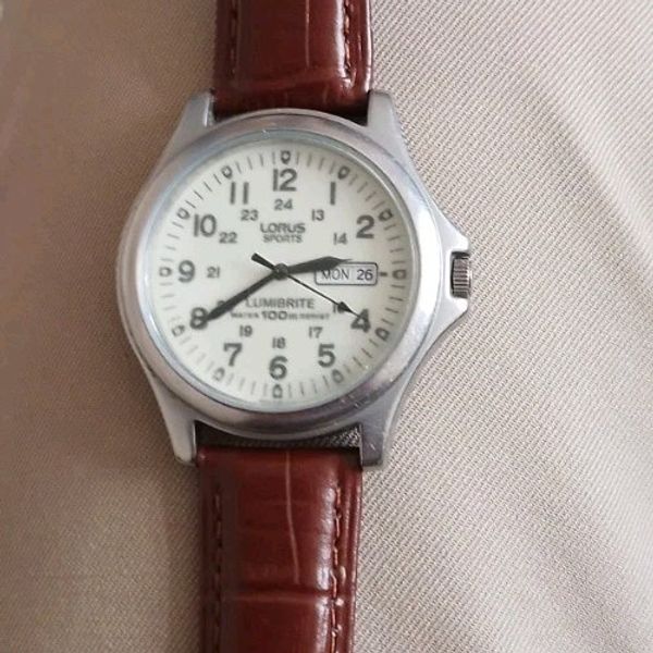 LORUS By SEIKO SPORTS LUMIBRITE WATCH VX33 XO68 BROWN LEATHER STRAP ...
