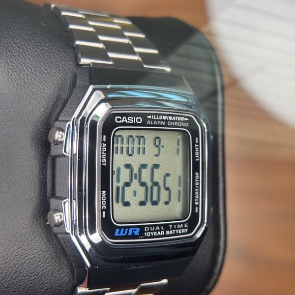 Casio Illuminator A178W Digital Watch - Stainless Steel, Large Display ...