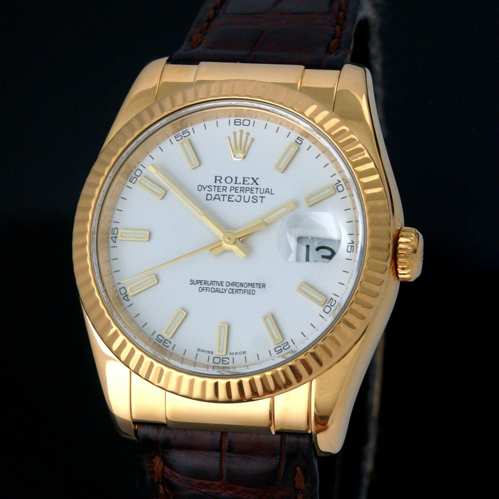 Rolex 116138 Datejust 18K Gold Man's 36mm Watch, Factory Strap & 18K ...