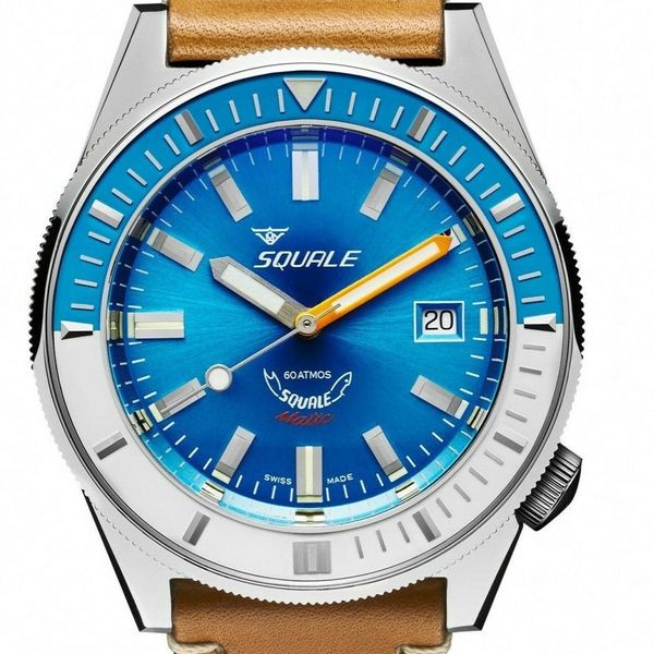 Brand New Squale 60 Atmos Squalematic Blue Watch Swiss Made WARRANTY ...