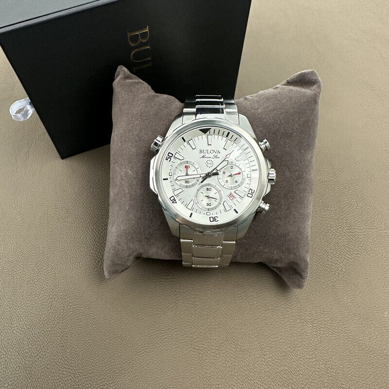 Bulova 96B255 Men's Marine Star/White Dial 6-Hand Chronograph Quartz ...