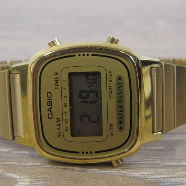 Casio Collection Gold Tone Stainless Steel Digital Watch LA67OW Vintage ...