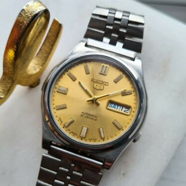 Vintage GOLD 1998 SEIKO 5 Men's Japan Automatic Watch 7S26-3170 ...