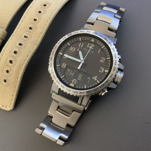 Casio Protrek PRW-50T-ACR Watch Titanium, Tough Solar, Triple Sensor ...