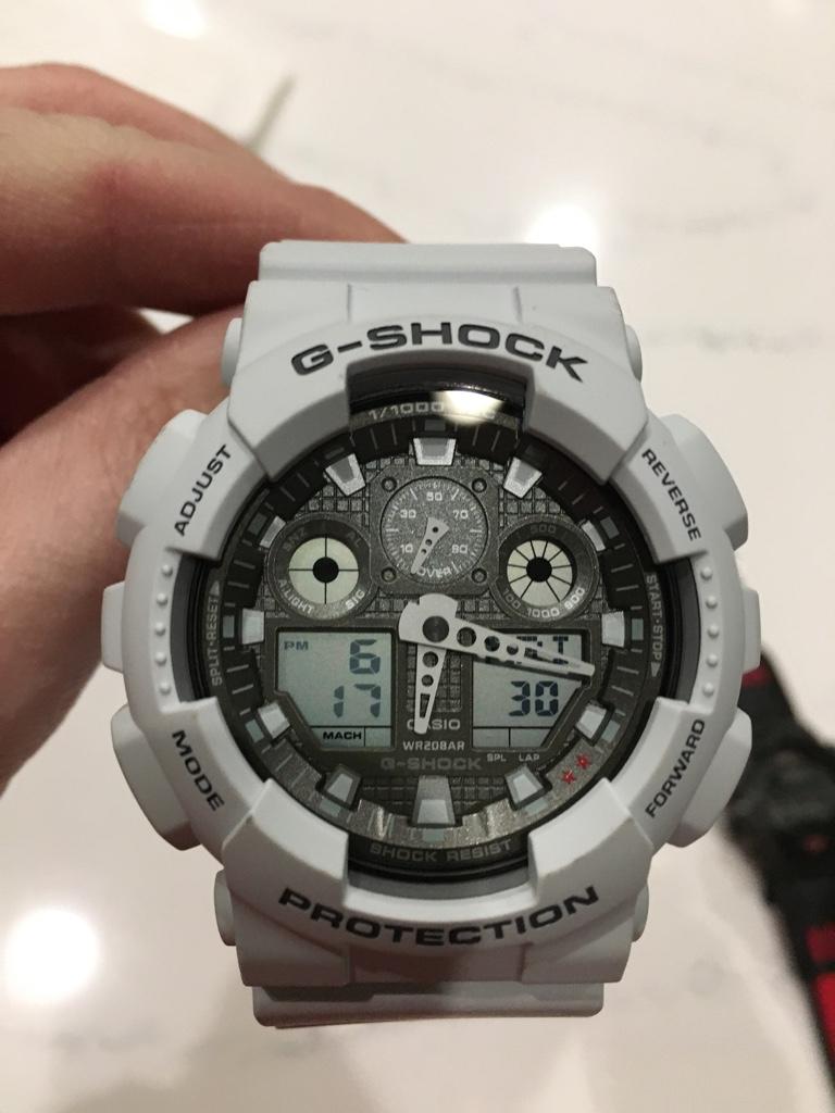 Casio G-Shock GA-100LG White Analog Digital and DW-004 red band ...