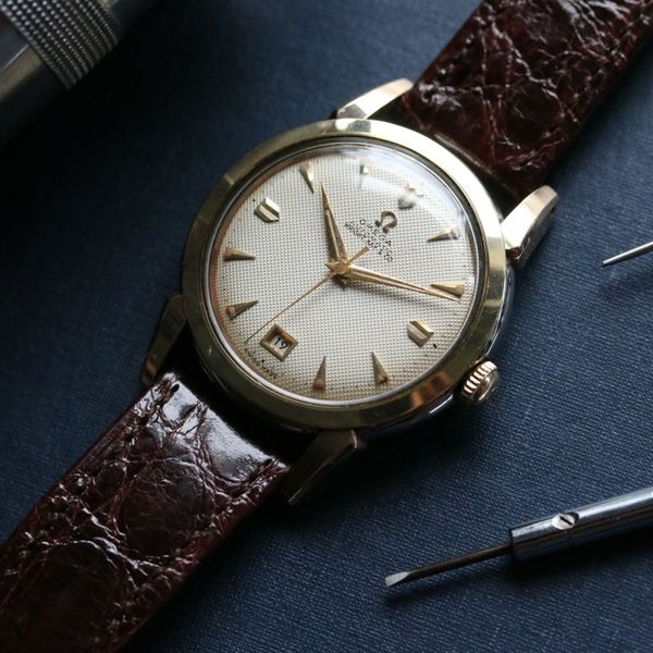 SOLD Vintage 1950s Omega Seamaster Date at 6 White Waffle Dial, 2627 ...