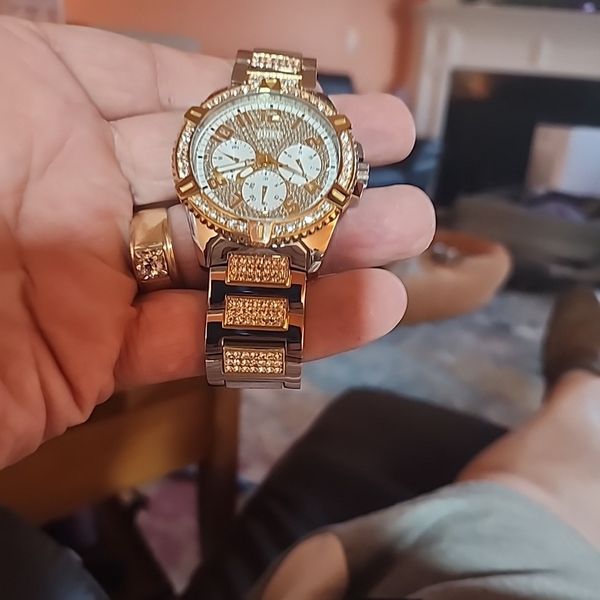 GUESS Men's Stainless Steel Silver Abd Gold 50mm Watch. | WatchCharts ...