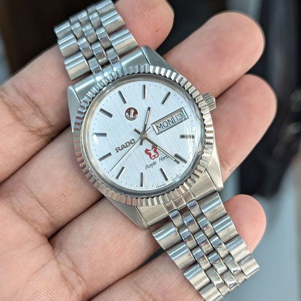 Vintage Rado Purple Horse Silver Dial Automatic 25 Jewels Wrist Watch ...