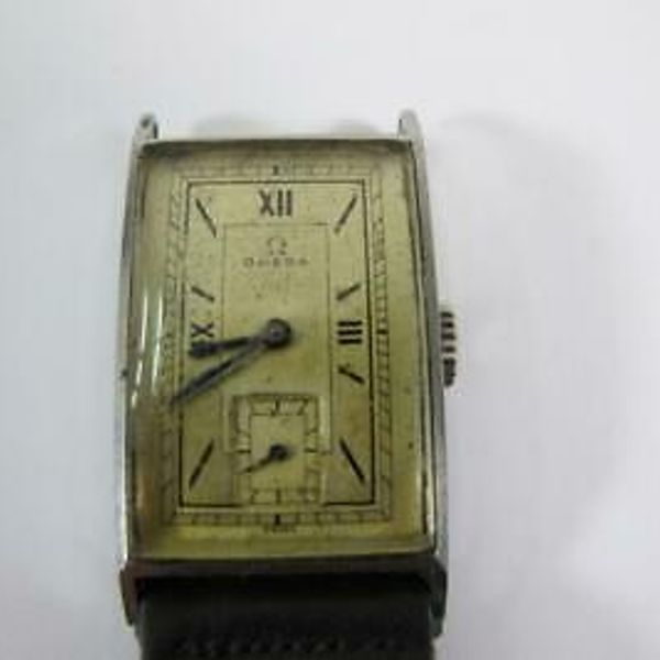 VINTAGE CIRCA 1930's OMEGA STEEL ACIER STAYBRITE RECTANGULAR WATCH ...
