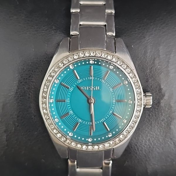 Stainless steel Fossil watch with beautiful teal face | WatchCharts ...