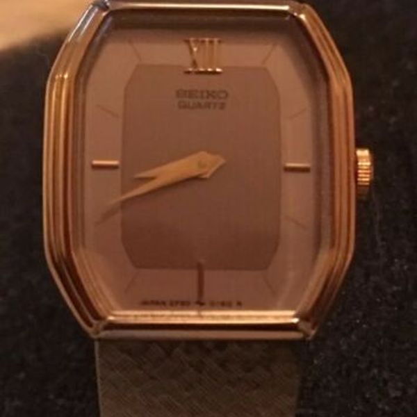 Seiko 2P20-5090 Ladies Watch Gold Tone Face And Hand Beaten Silver ...